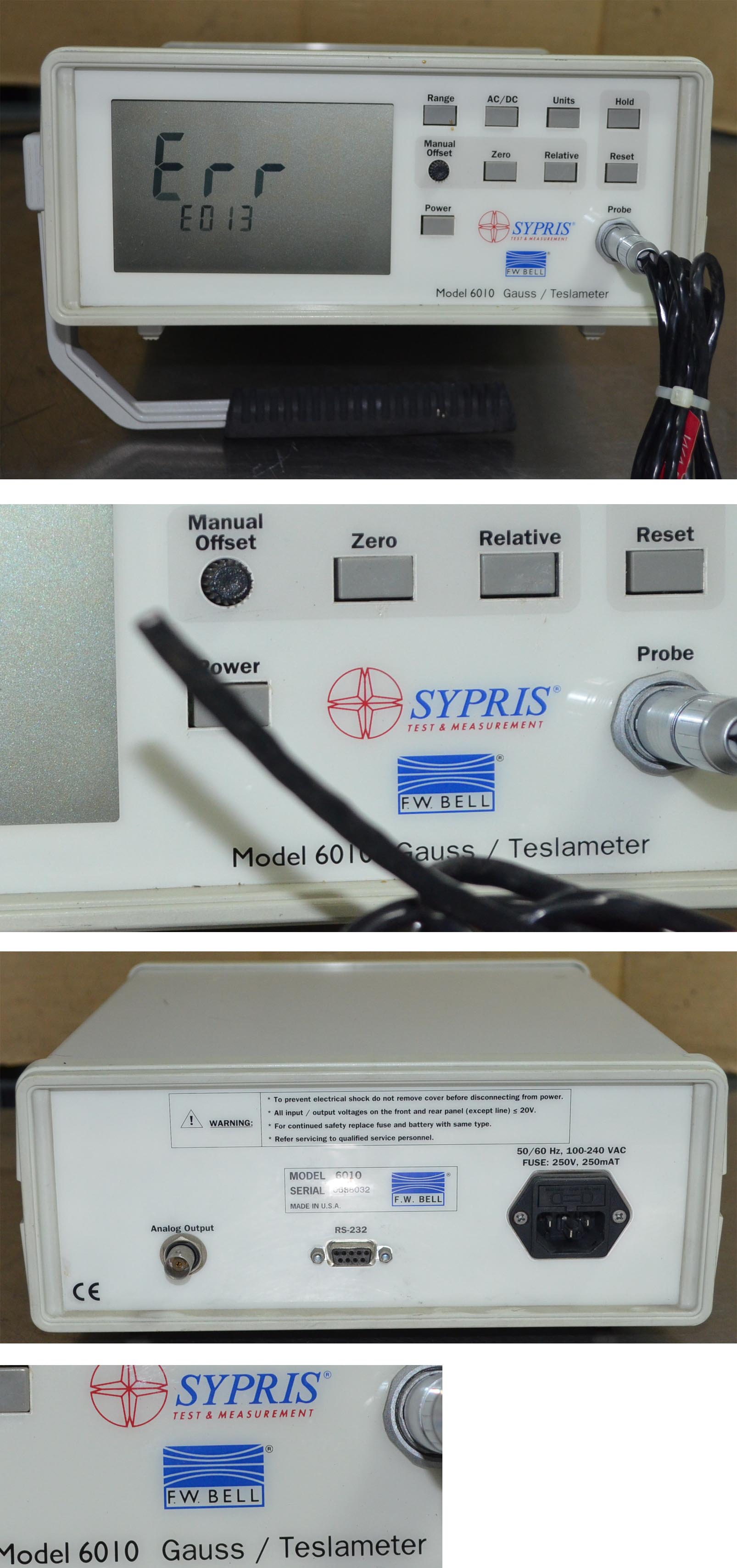 소리전자 - ★★★ F.W.BELL SYPRIS model 6010 Gauss , Teslameter
