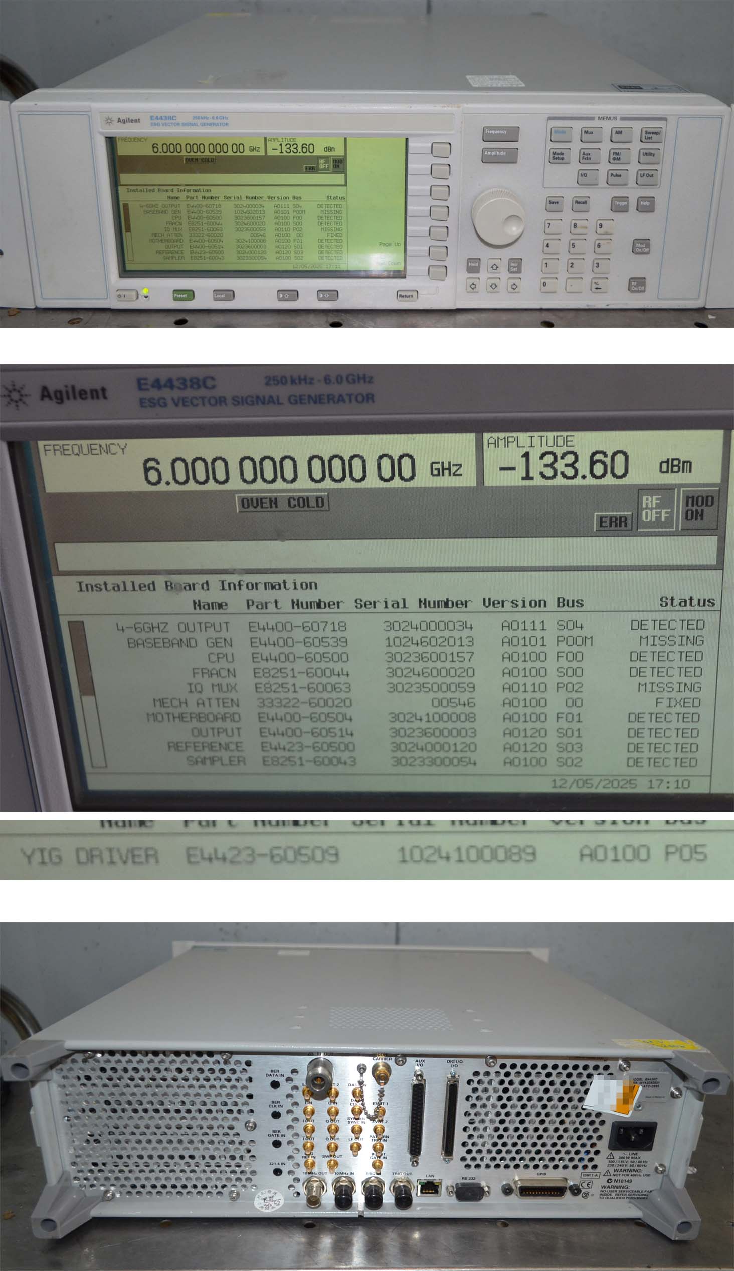 Agilent E4438C 6GHz RF Signal Generator ★★★ - 계측기-장터 - 소리전자