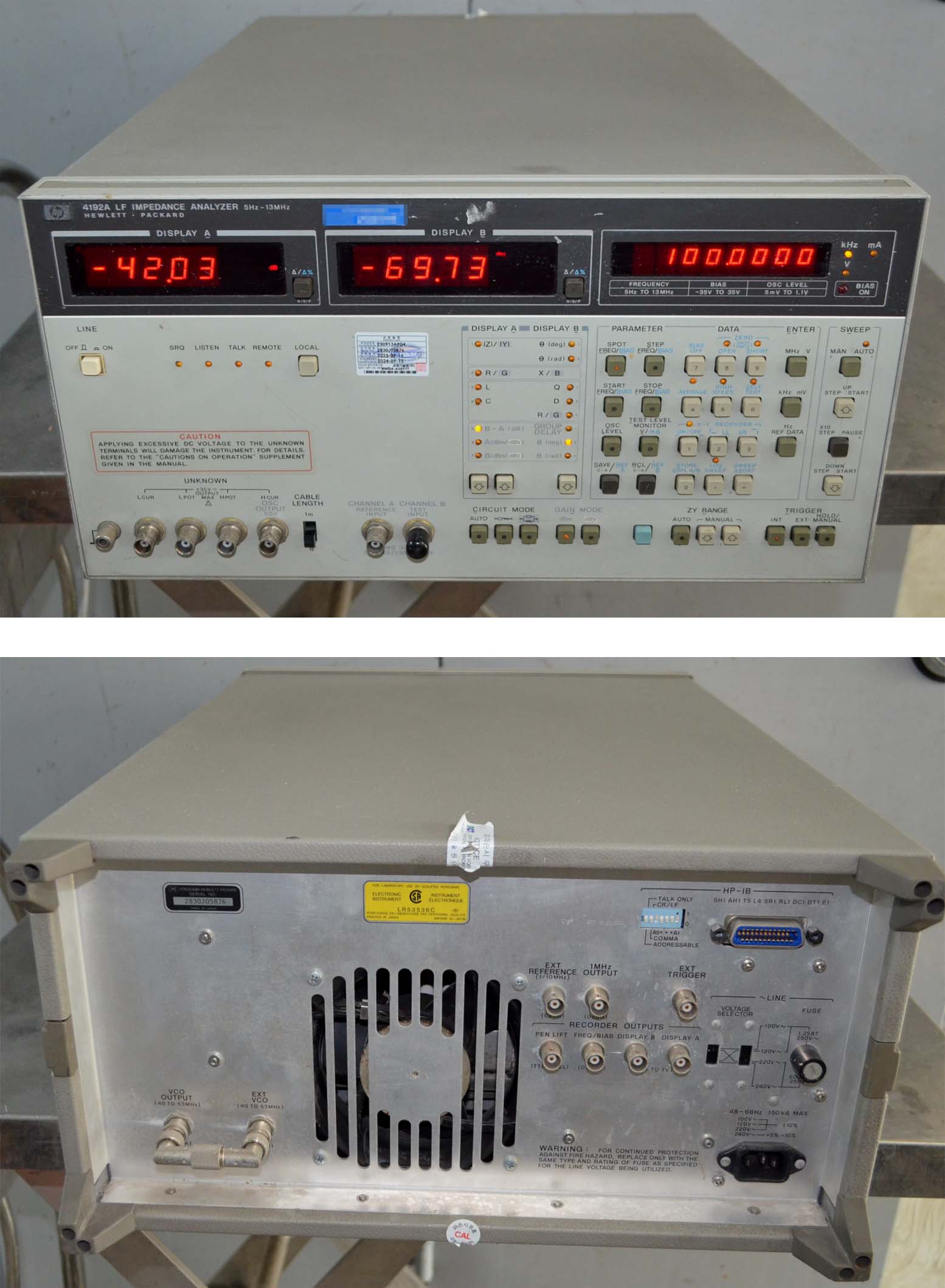 고장 HP 4192A 5hz~13Mhz LF Impedance Analyzer ★★★ - 계측기-장터 - 소리전자