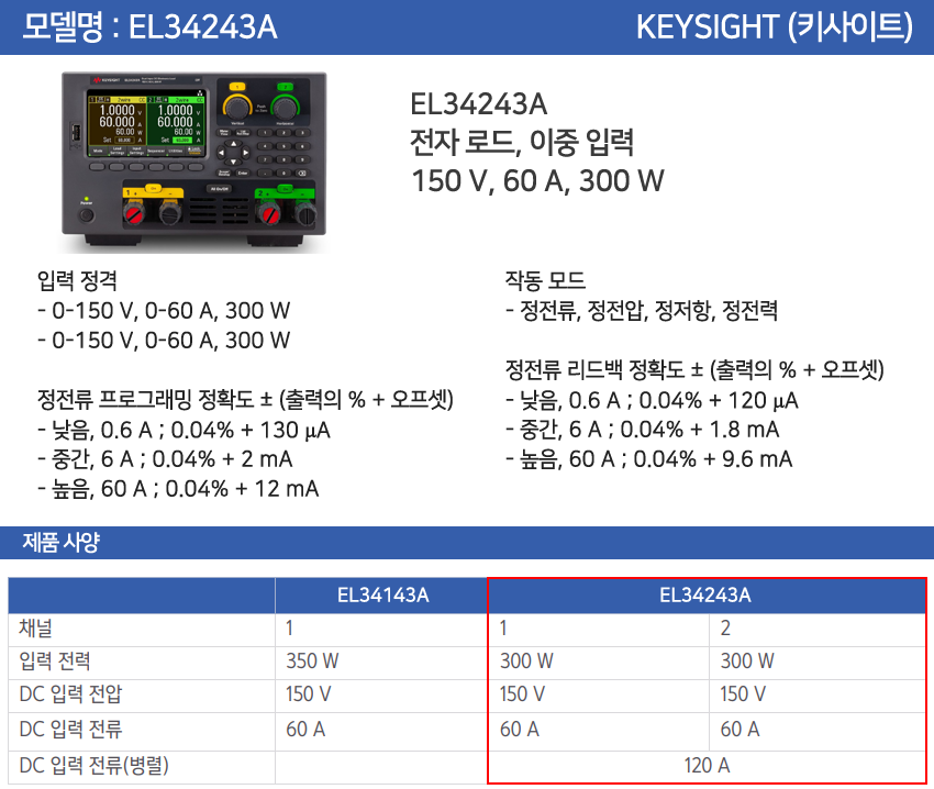 키사이트 EL34243A 600W 전자로드 / Keysight Electronic Load - 테스트킹